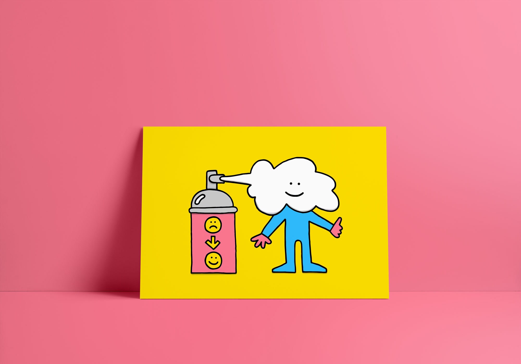 Illustrated Happy Spray Print A3 Poster Art Print - Etsy