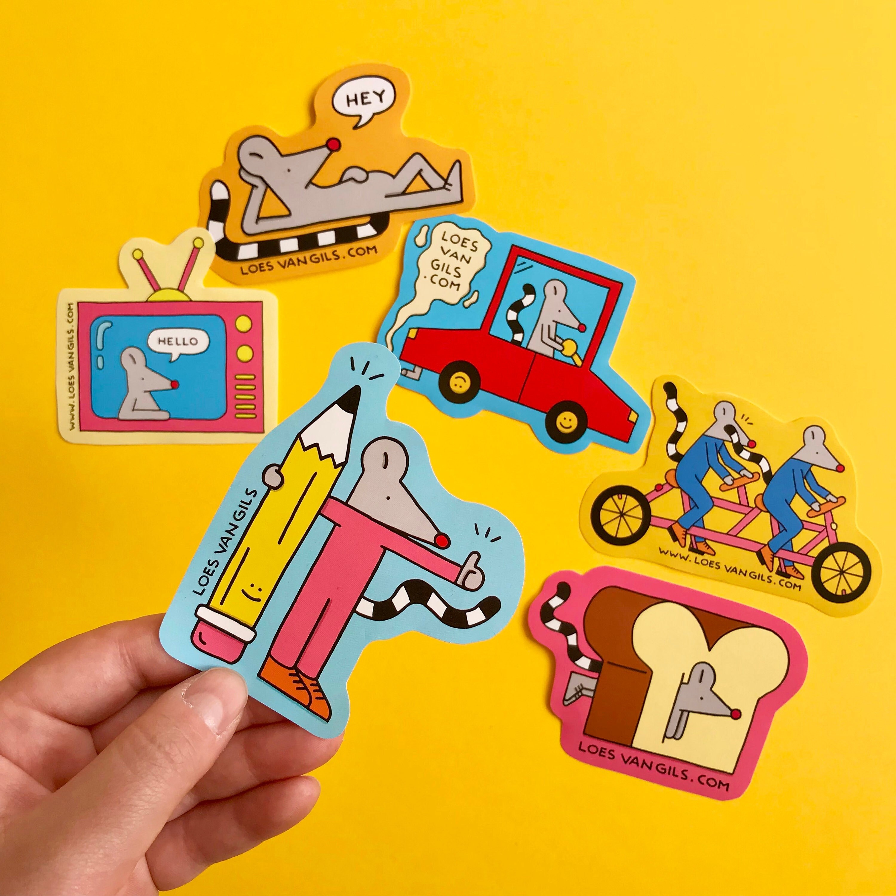 Ratpack Stickerset of 6 Animal Illustration Art Stickers Rat Mouse ...