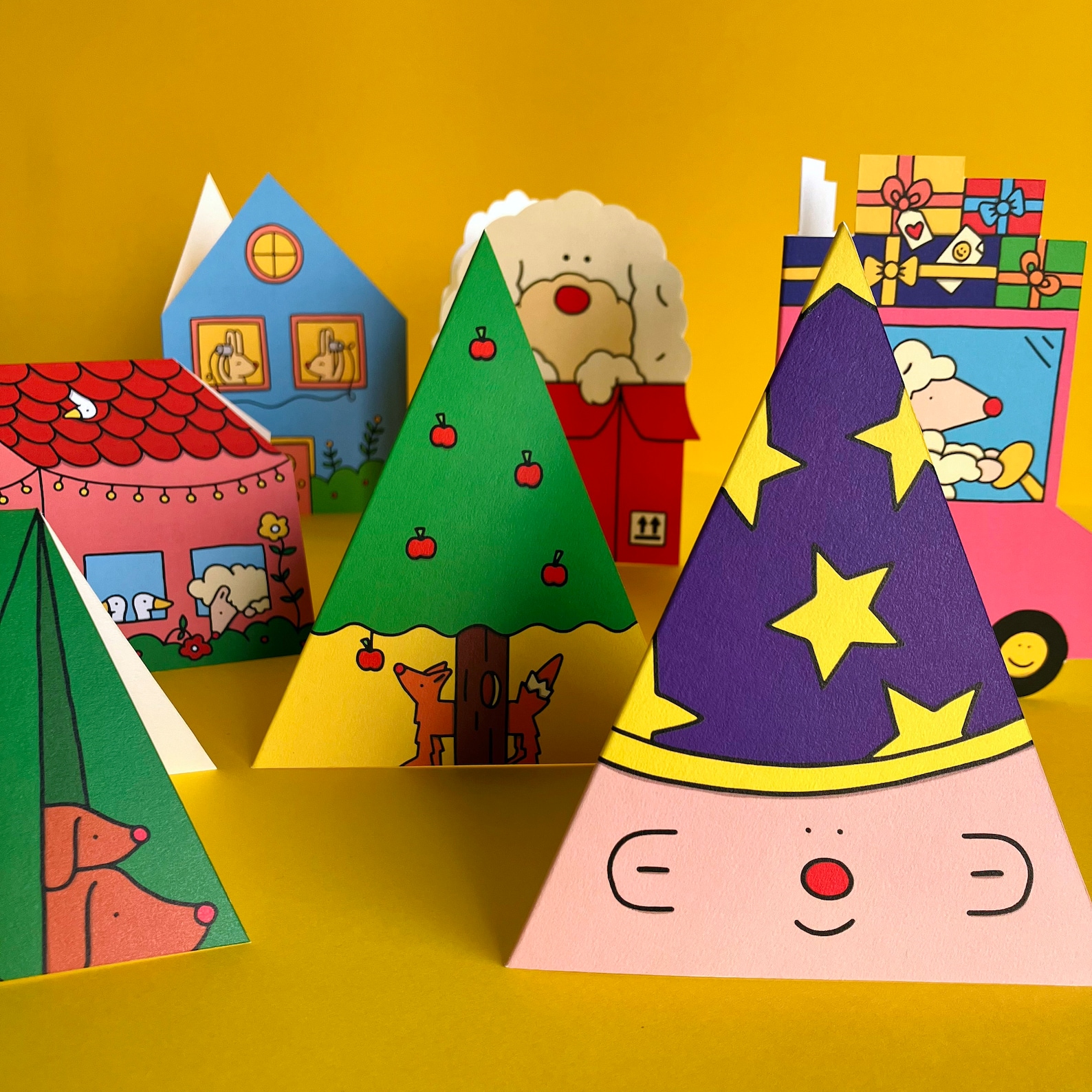 Illustrated Die Cut Fold Out Birthday Card Wizard With Envelope ...