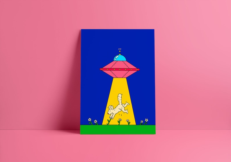 UFO Mini Print A5 Mini Poster Art Print Illustration Card Abstract ...