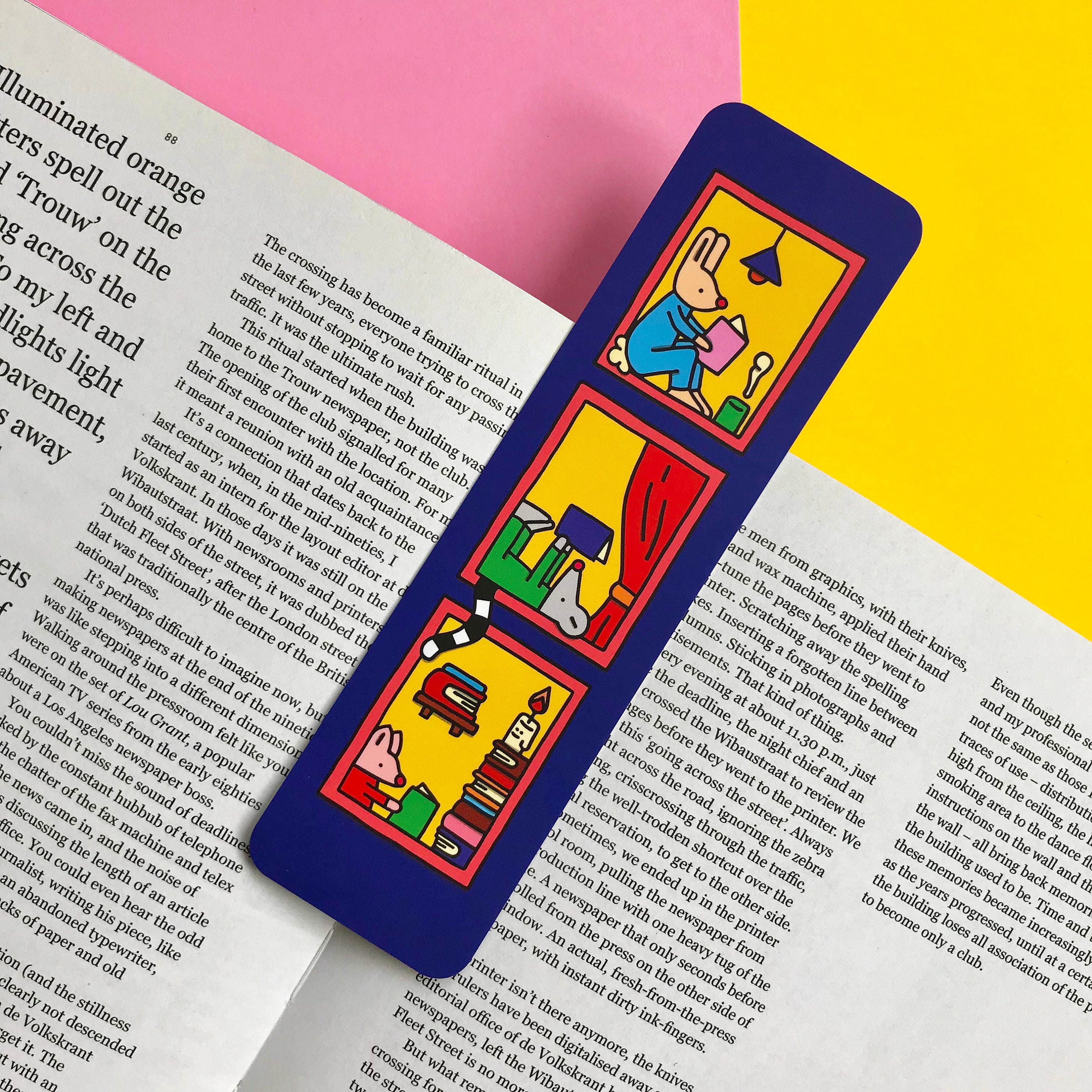 Illustrated Bookmarks Animals Reading Books Mouse - Etsy