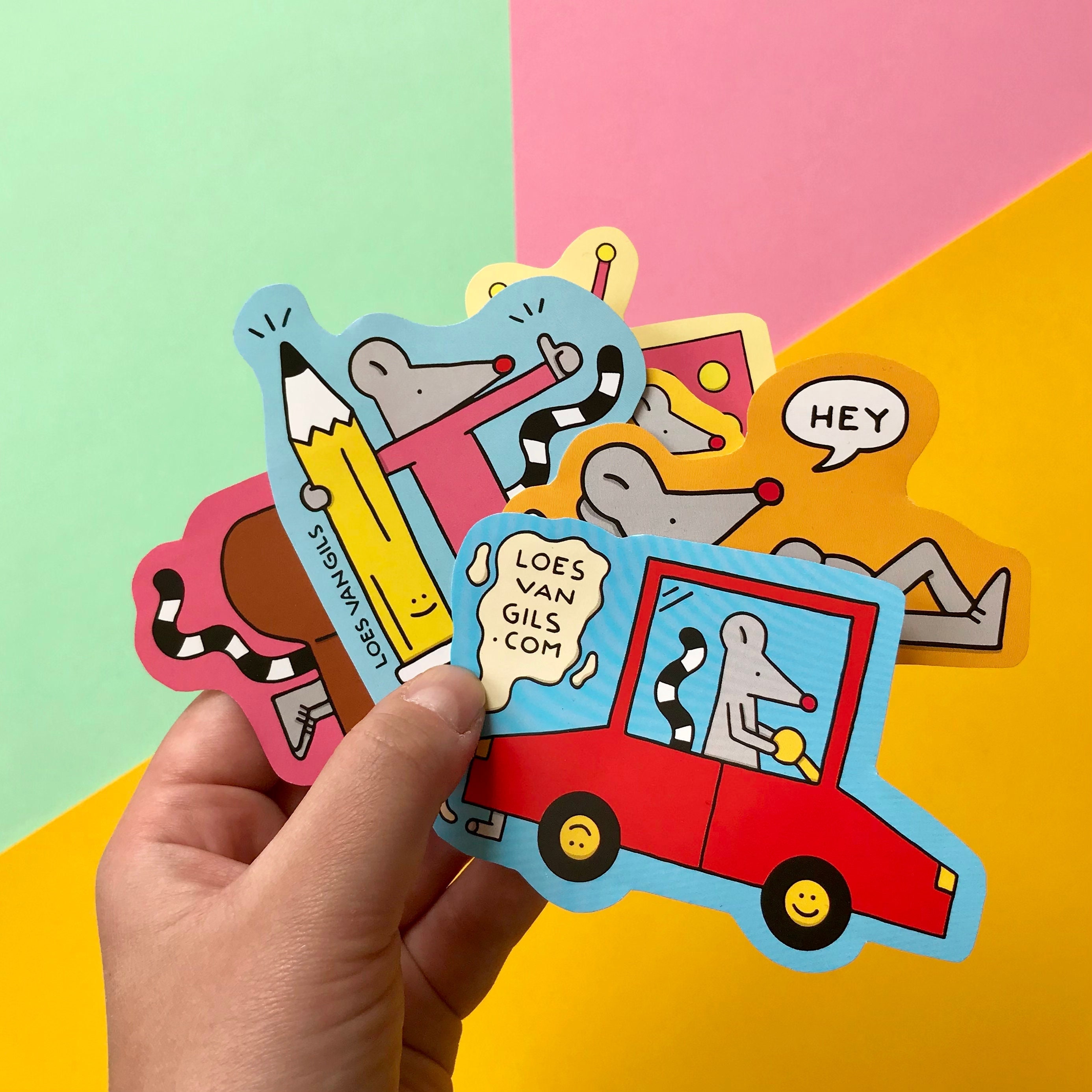 Ratpack Stickerset of 6 Animal Illustration Art Stickers Rat Mouse ...