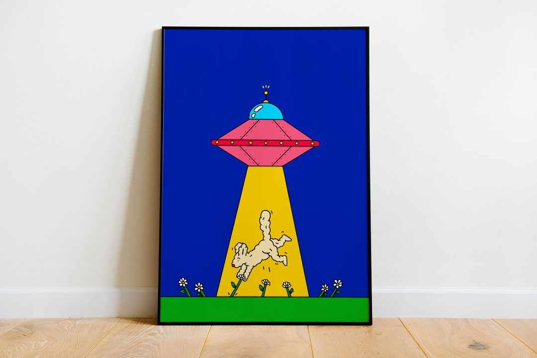 Illustrated UFO Print A3 Poster Art Print Illustration Abstract Print ...