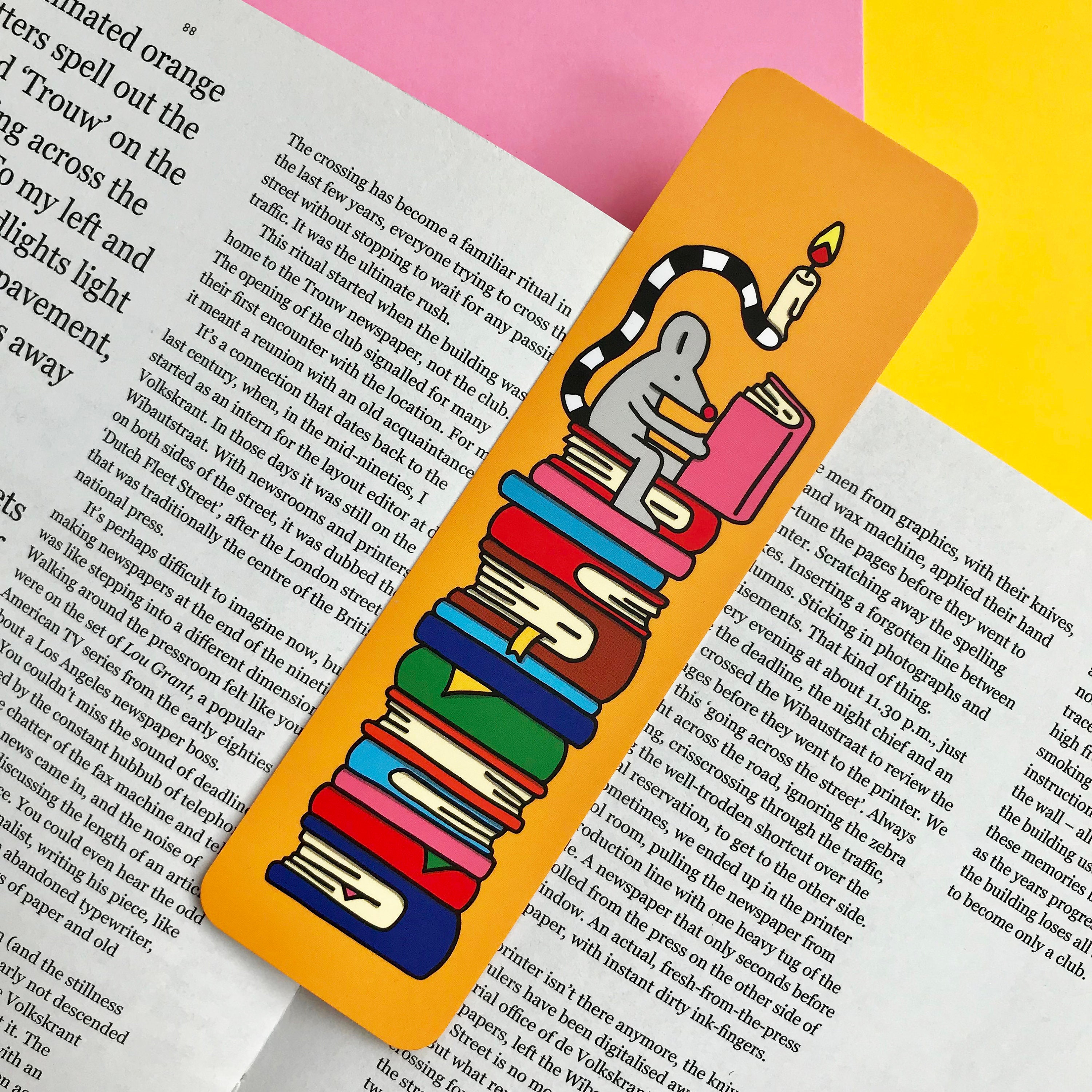 Illustrated Bookmarks Animals Reading Books Mouse - Etsy