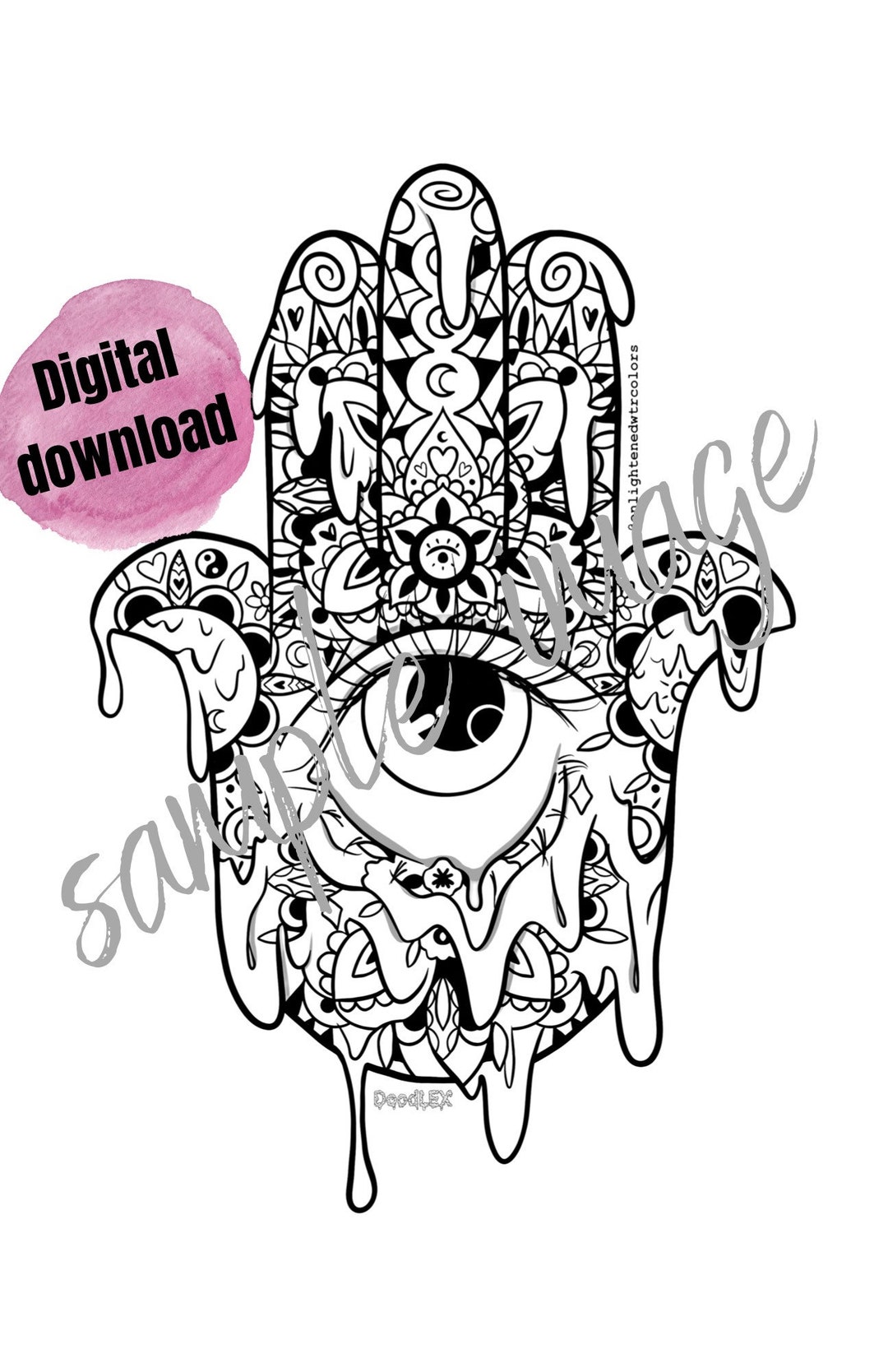 Hamsa Coloring Page Sacred Geometry Instant Digital Download A4 Size ...