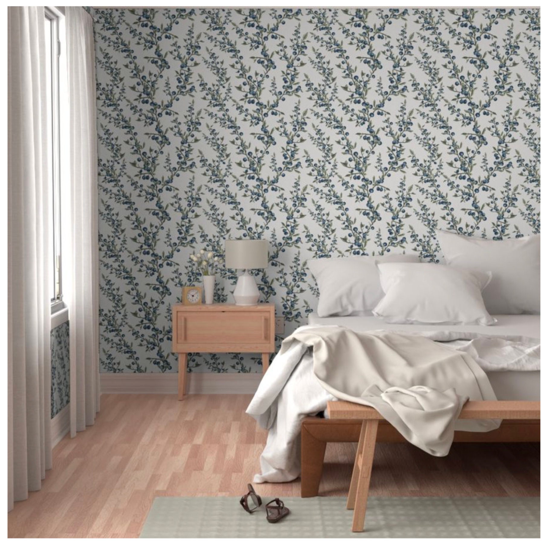 Blueberry Vine Wallpaper - Etsy