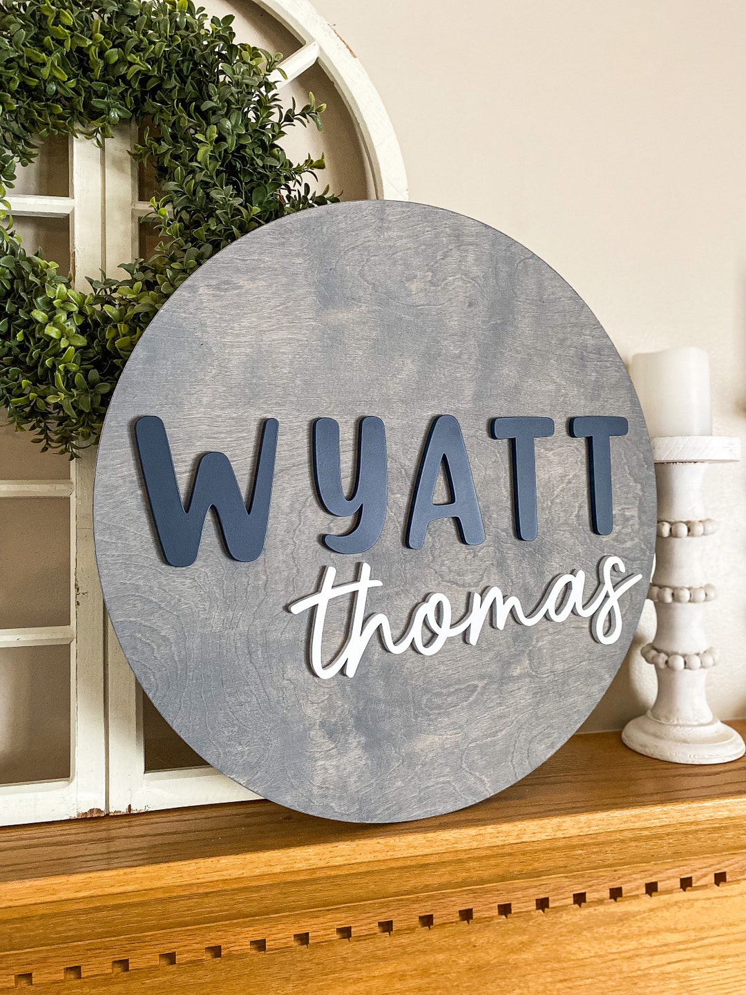 Name Round 3D Name Sign 3D Name Round Nursery Sign Nursery Decor Baby ...