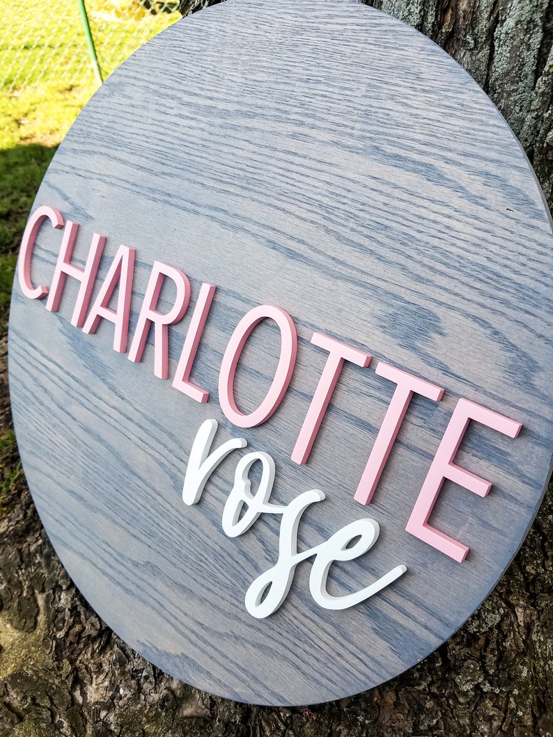 Name Round 3D Name Sign 3D Name Round Nursery Sign - Etsy