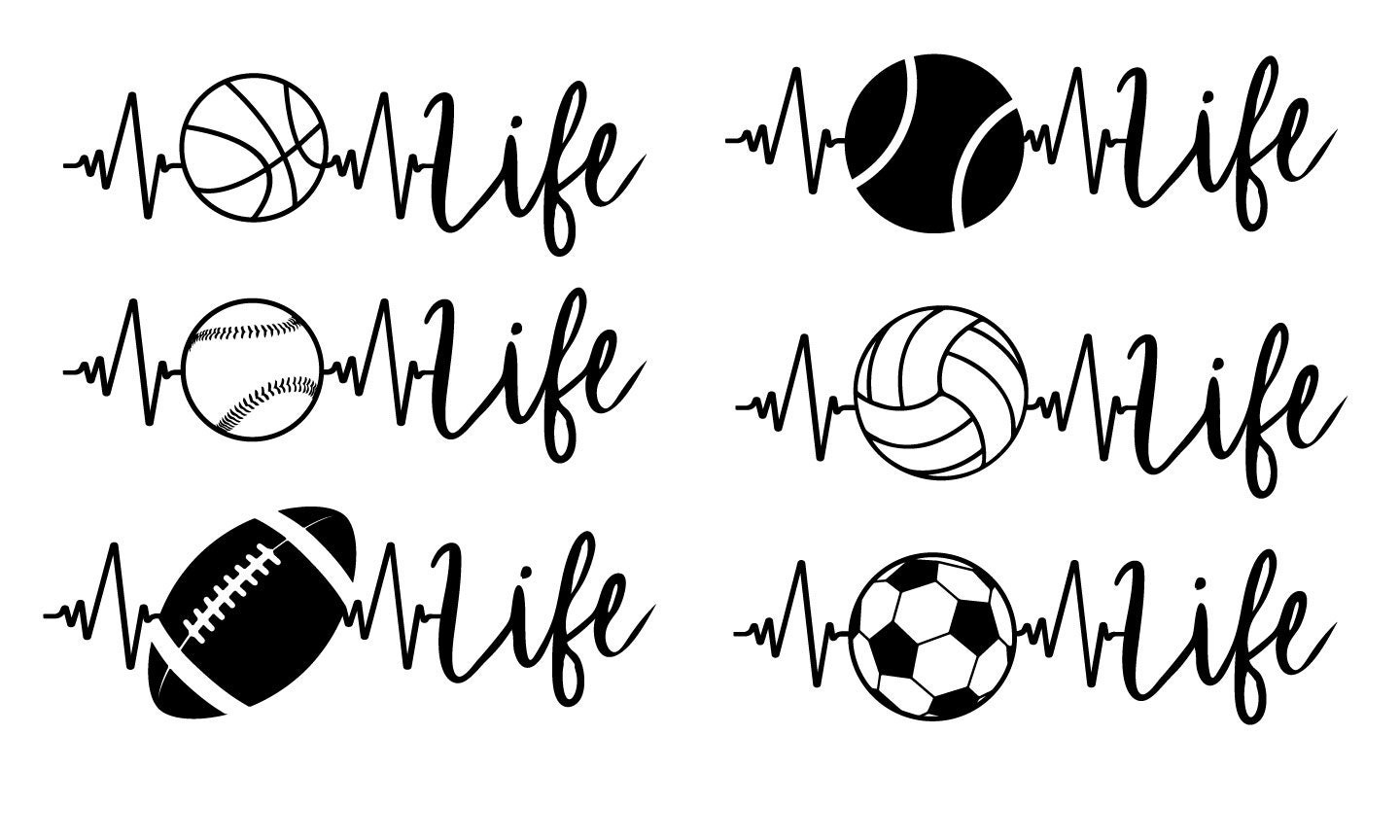Sports Life Heartbeat SVG PDF JPG Digital Files Glowforge - Etsy