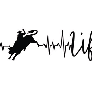 Bull Rider Rodeo Life Heartbeat SVG, PDF Jpg Png Digital File Glowforge ...