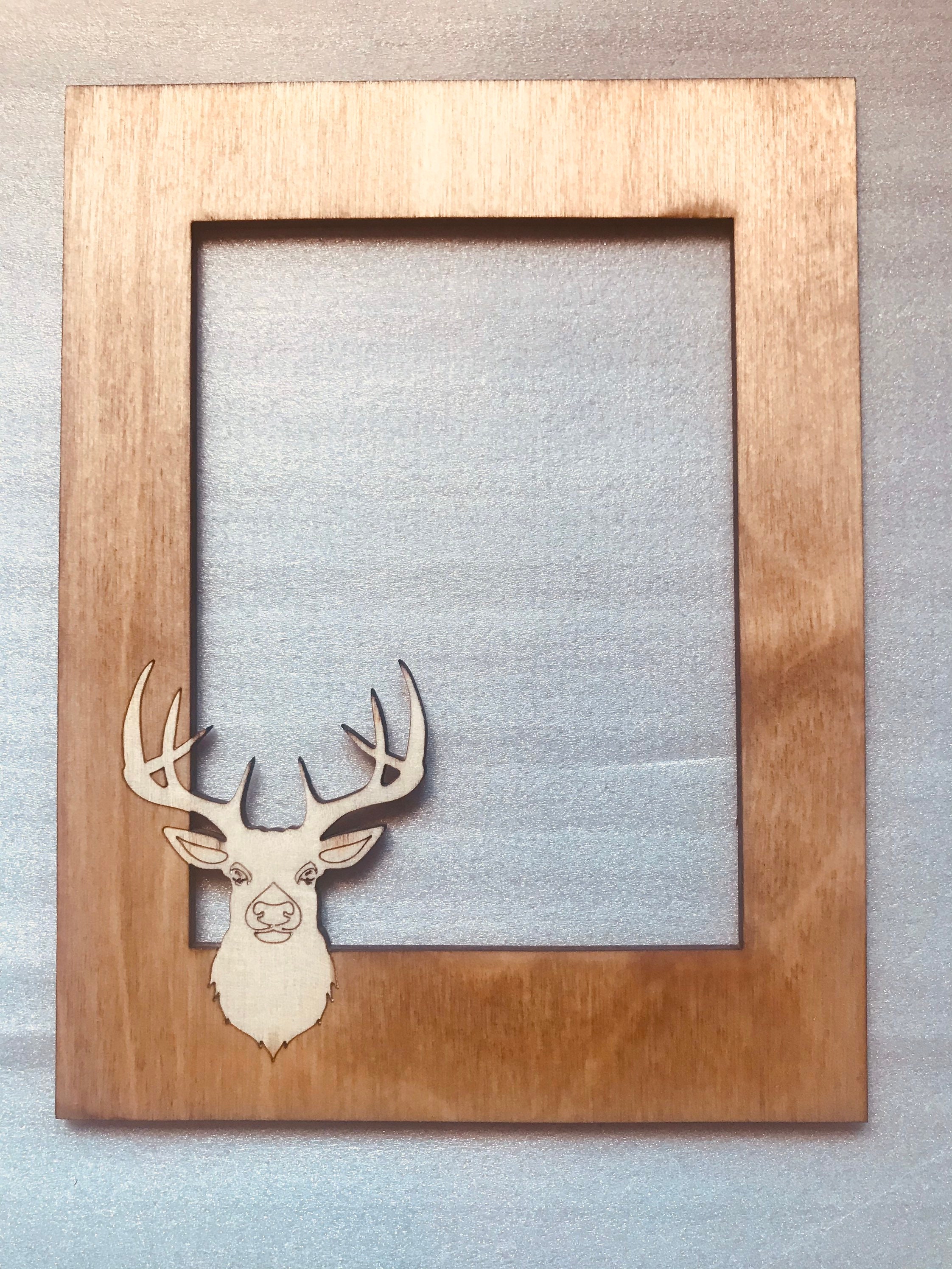Customizable Deer Photo Frame SVG Glowforge Laser File | Etsy