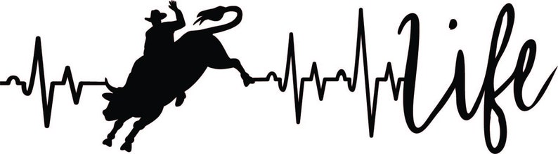 Bull Rider Rodeo Life Heartbeat SVG PDF Jpg Png Digital File | Etsy
