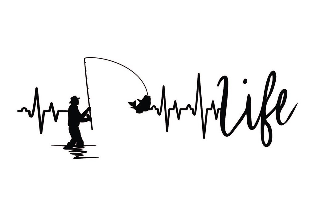 Fishing Life Heartbeat SVG, PDF Jpg Png Digital File Glowforge Cricut ...