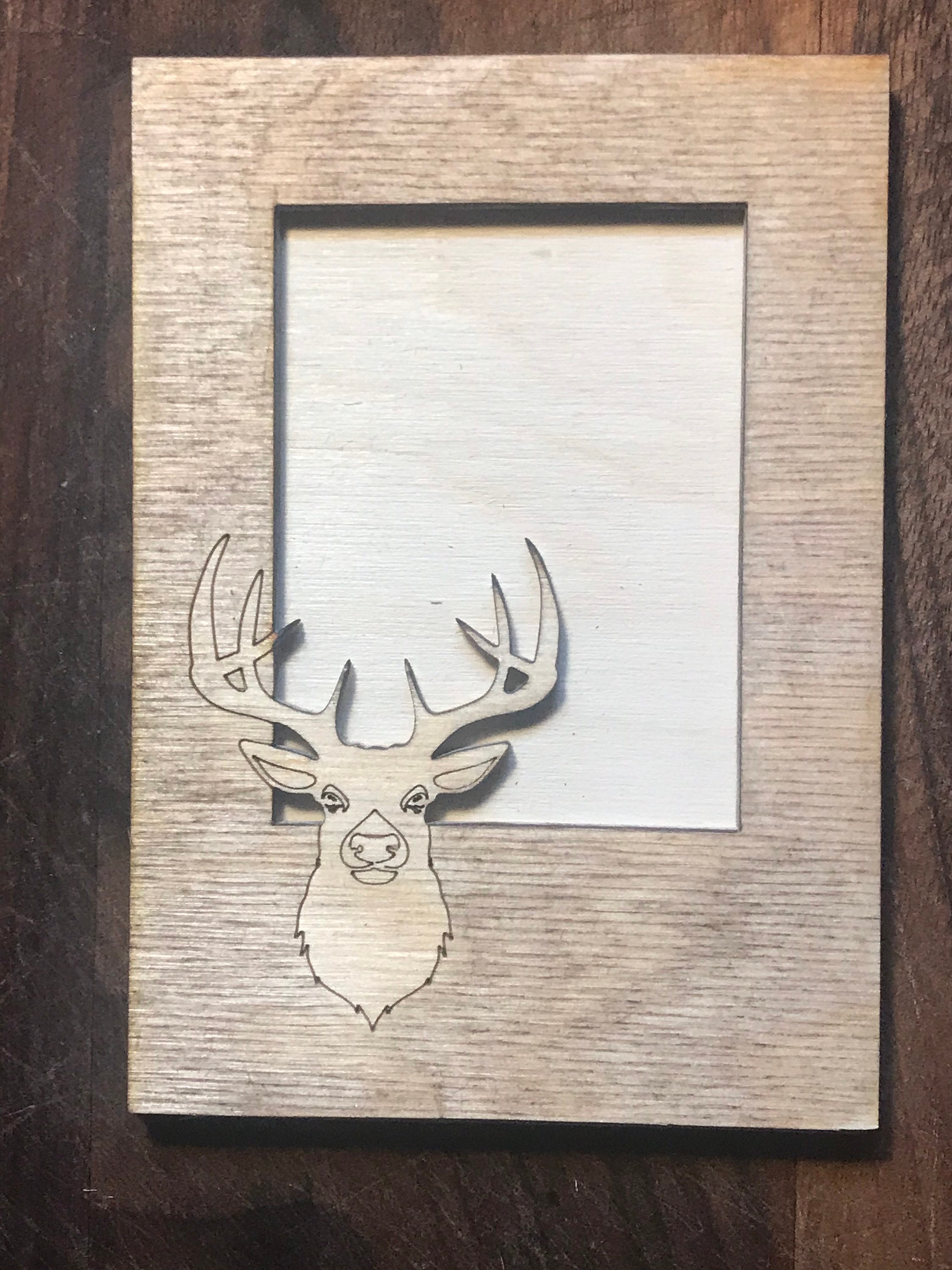 Customizable Deer Photo Frame SVG Glowforge Laser File | Etsy