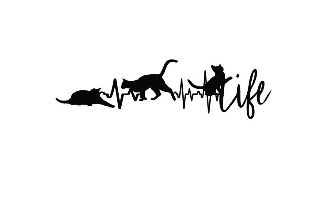 Playful Cat Life Heartbeat SVG, PDF Jpg Png Digital File Glowforge ...