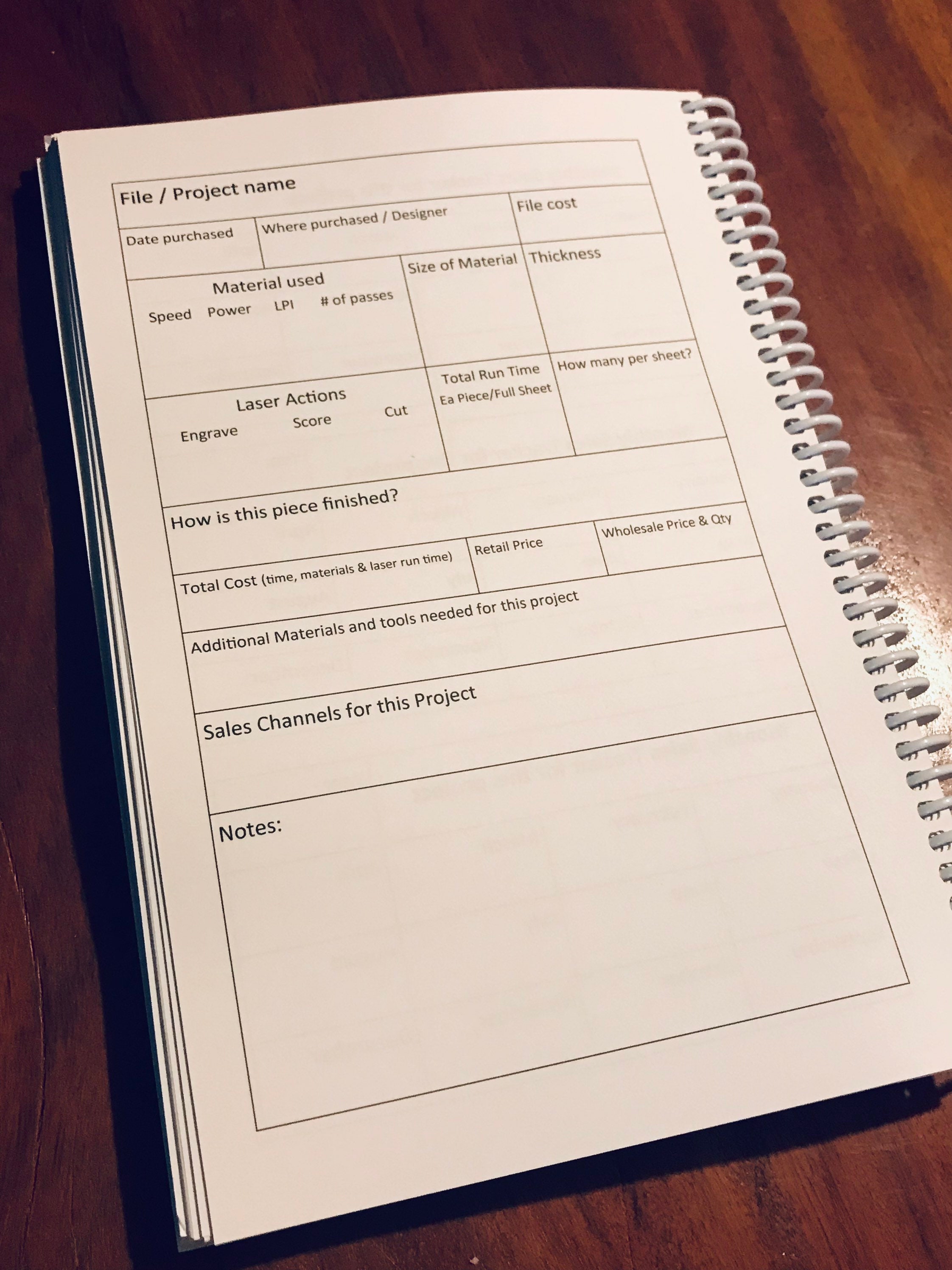 Coil Bound Laser File Logbook and sales Tracker Use with | Etsy