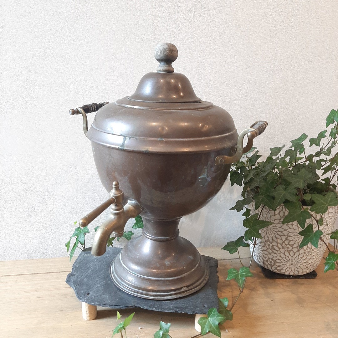 Antique Copper & Brass Samovar, Copper With Brass Tap Drinks Urn ...