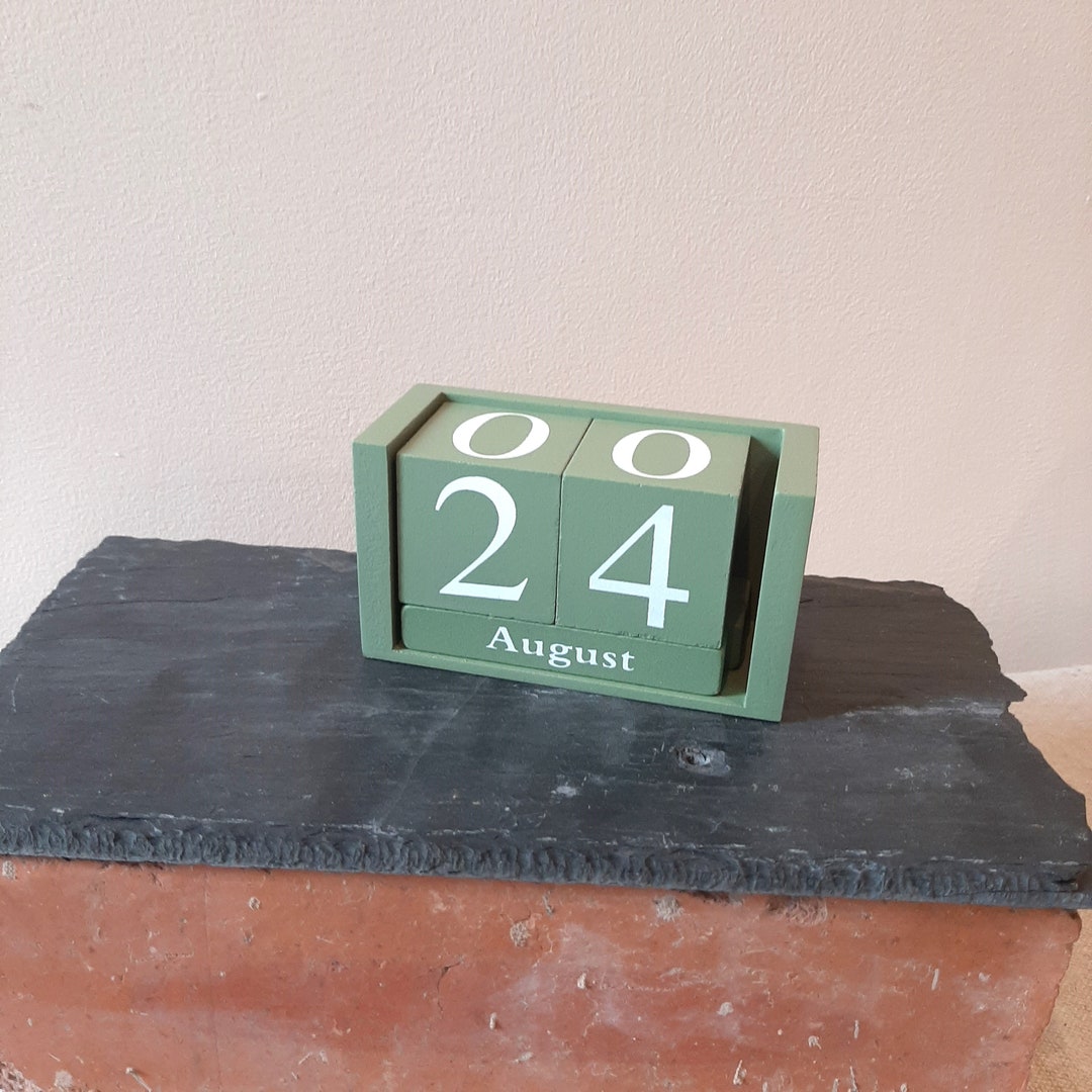 Wooden Home Calendar Blocks, Modern Calendar Block, Solid Wood Calendar ...