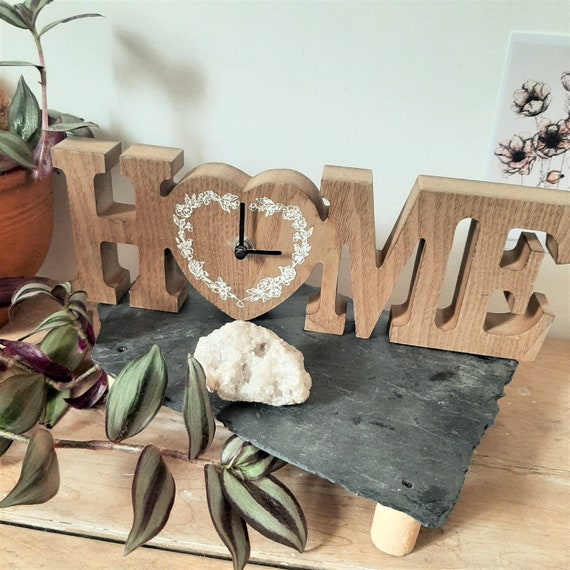 Home Sign With Clock Wooden Clock Handmade Clock - Etsy