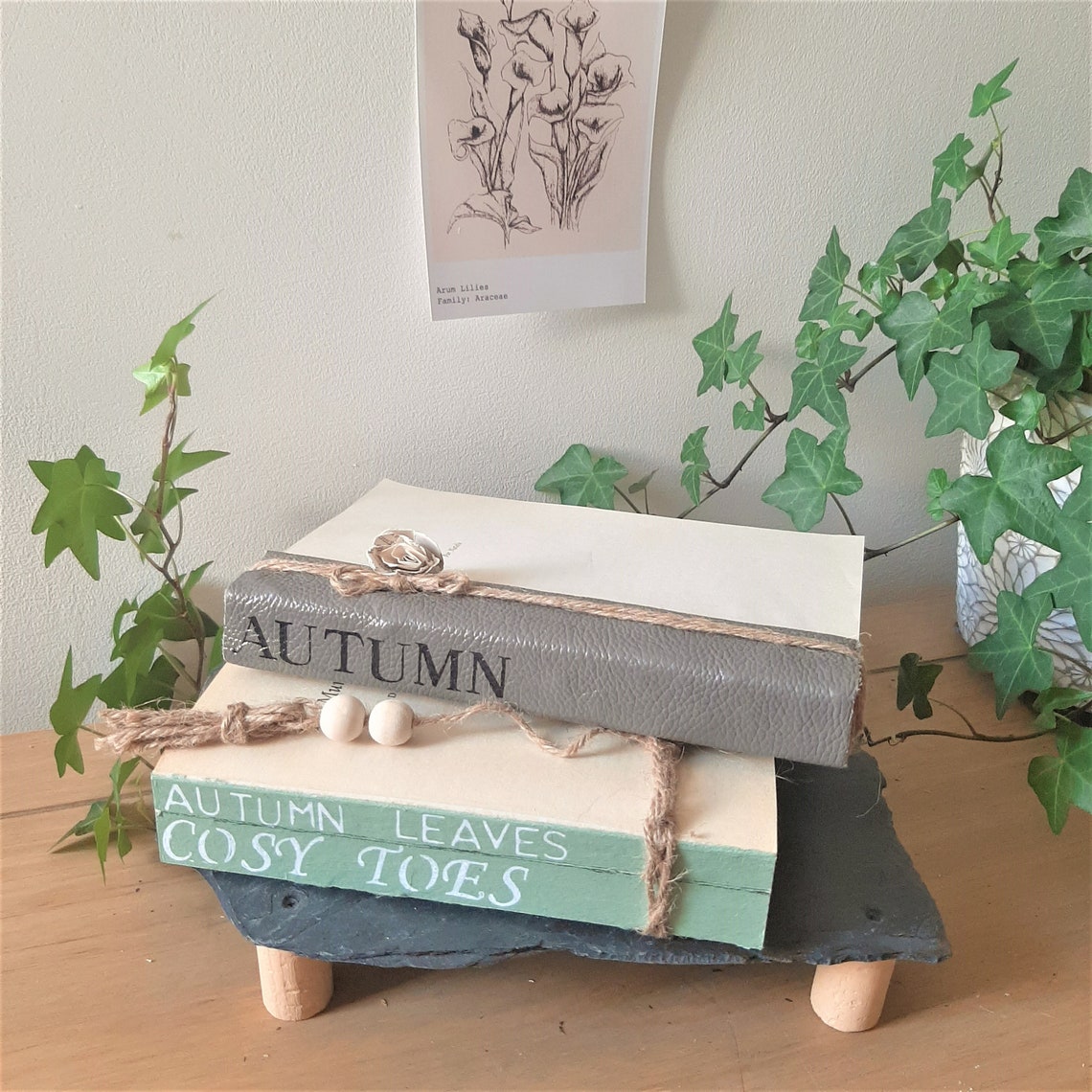 Handmade Autumn Book Stacks Autumn Shelf Decor Pumpkin - Etsy