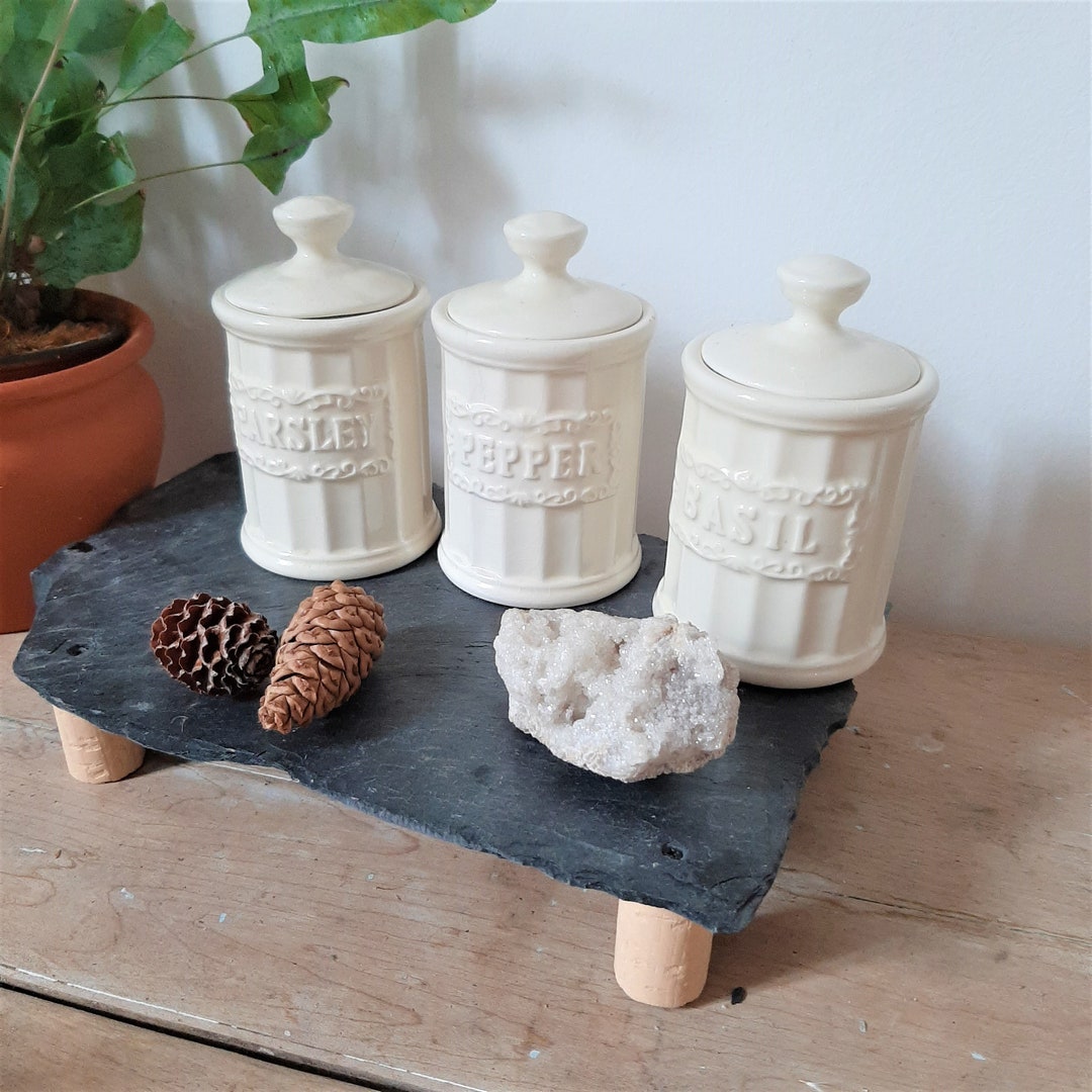 Herb Pots, Ceramic Spice Jar, Parsley, Basil, Pepper, Dried Herb Pots ...