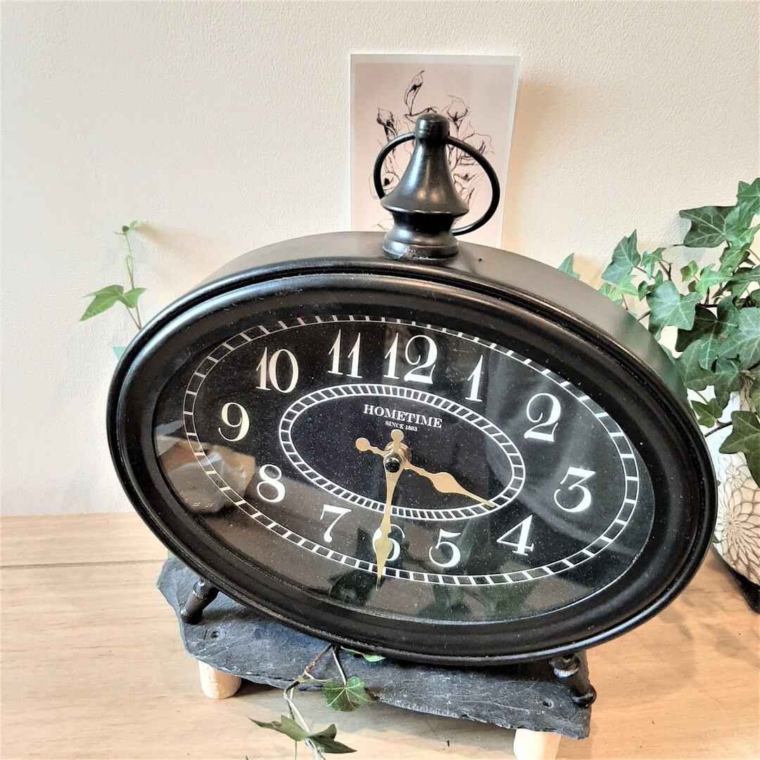 Black Table Top Clock, French Inspired Roman Numeral Clock, Large Desk ...