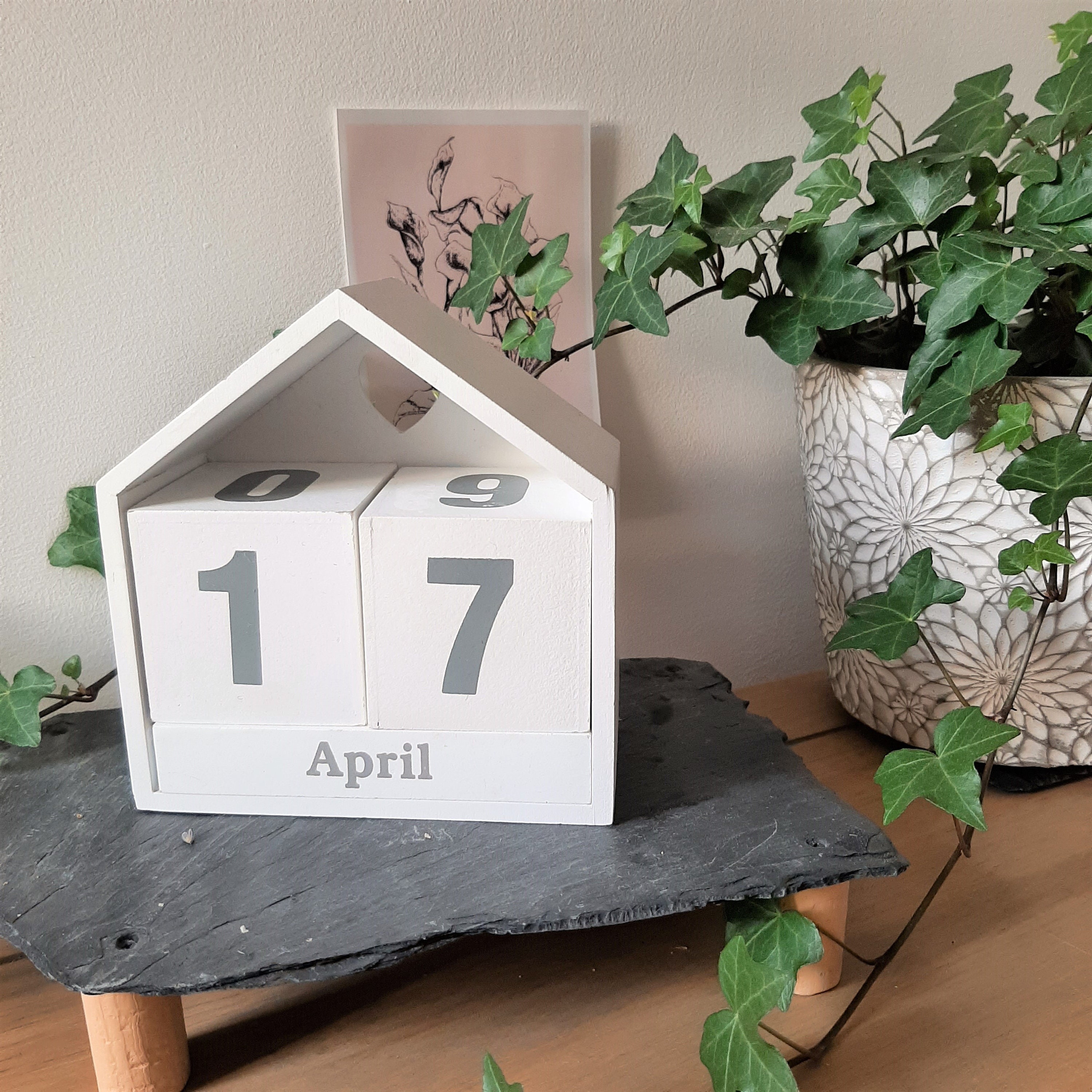 Wooden Home Calendar Blocks, Modern Calendar Block, Solid Wood Calendar ...