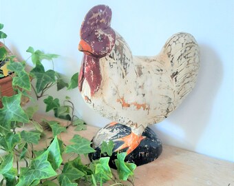 Folk Art Wooden Chicken - Etsy