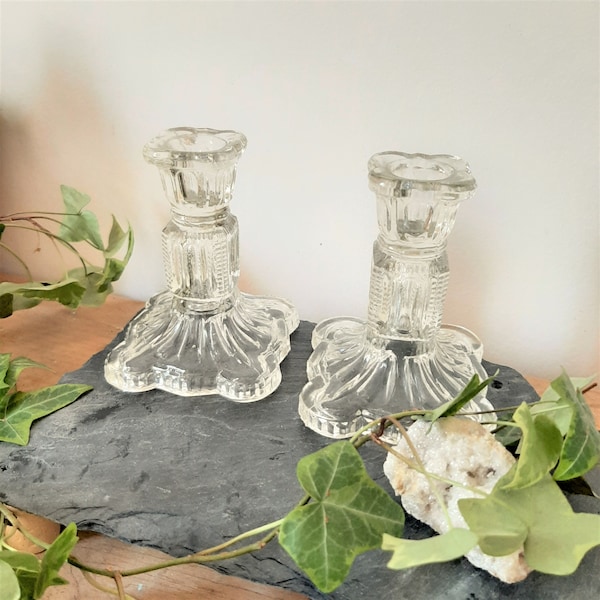 Antique Glass Chambersticks - Etsy