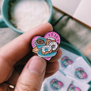Coffee and Donuts Enamel Pin, Doughnut, Donut Pin, Lapel Pin, Pin Badge ...