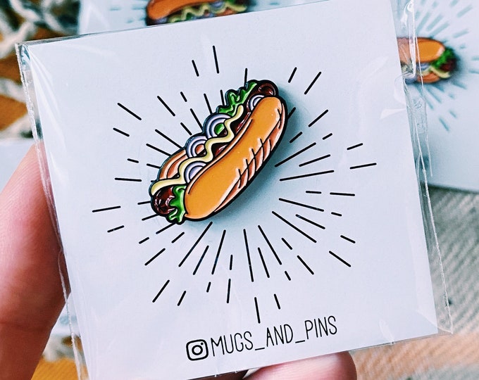 Hot Dog Enamel Pin, Fast Food Pin, Pin Badge, Enamel Pins, Hot Dog ...