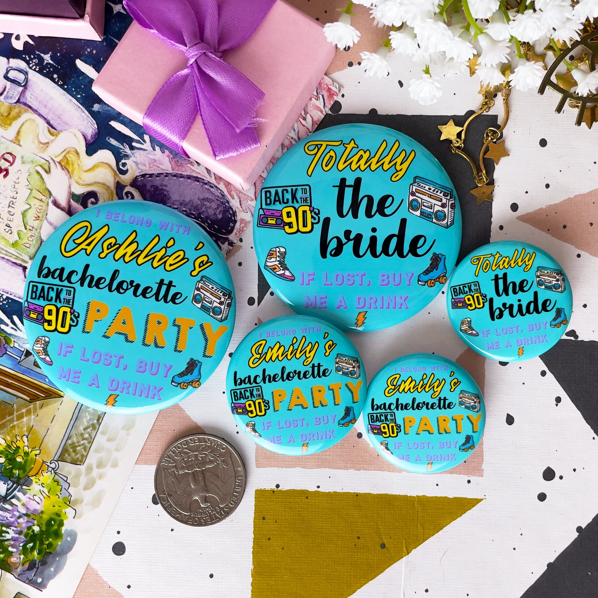 90s Bachelorette Party Pins, Bridal Shower, If Lost Buy Me a Drink ...