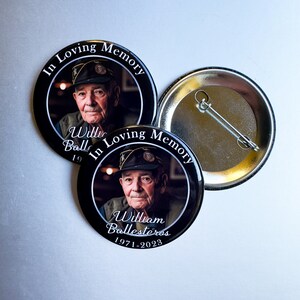 Personalized Memorial Funeral Button Pins - Forever in Our Hearts ...