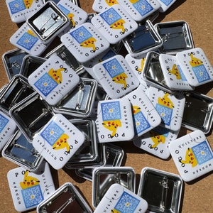 Unique Square Logo Badge - Customized Pin Button for Branding and ...