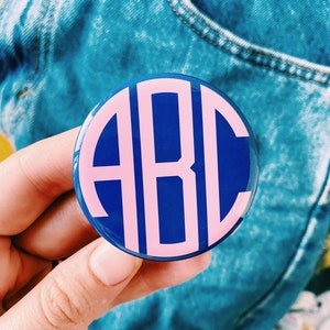 Monogram Button Pin, Bachelorette Pins, Monogrammed Badge, Backpack Pin ...