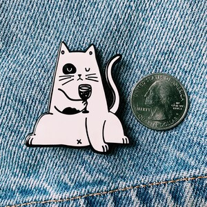 Cat Enamel Pin, White Cat Enamel Pin, Black Cat Enamel Pin, Hard Enamel ...