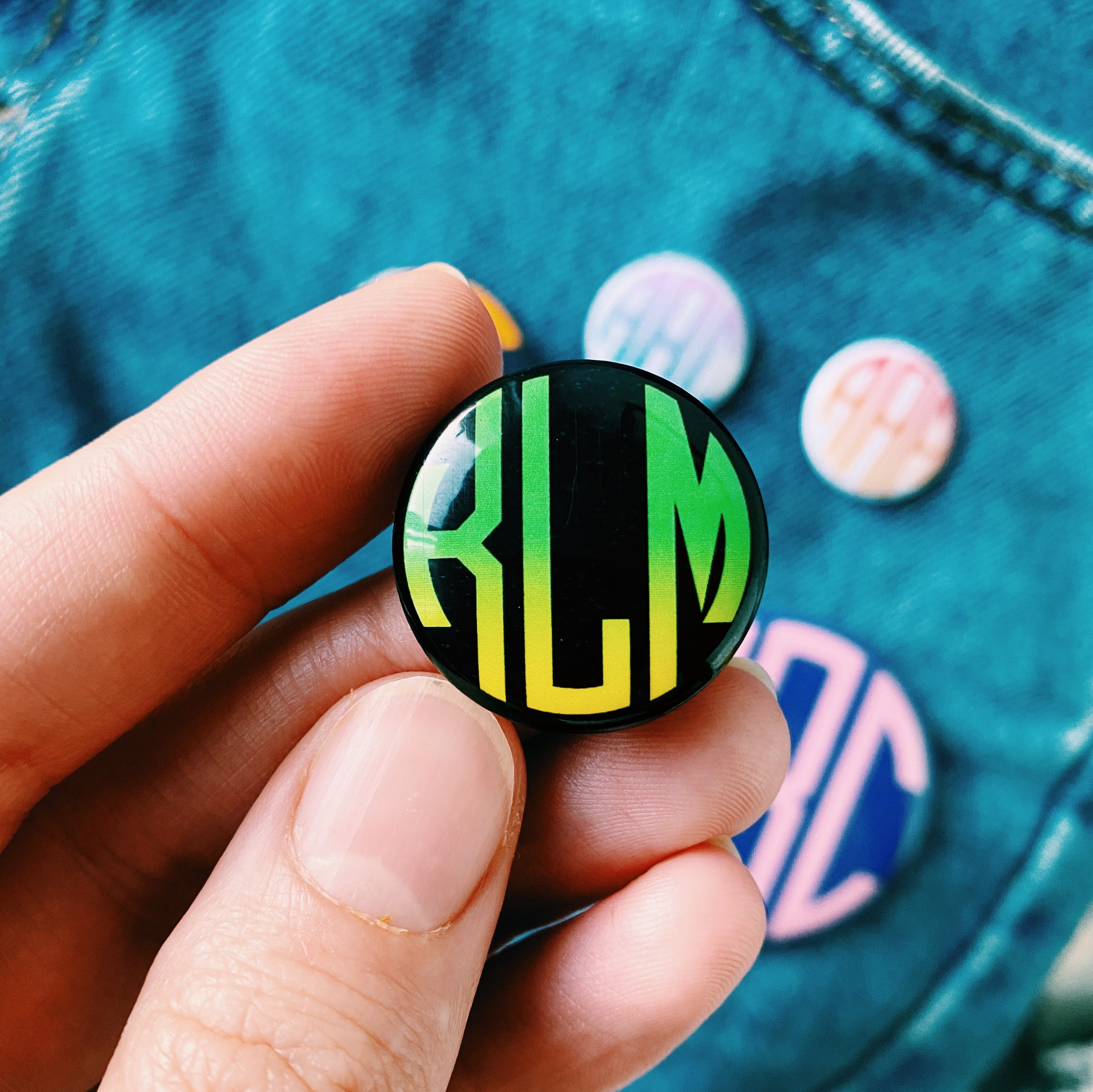 Monogram Button Pin Bachelorette Pins Monogrammed Badge | Etsy