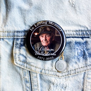 Personalized Memorial Funeral Button Pins - Forever in Our Hearts ...