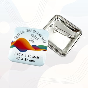 Unique Square Logo Badge - Customized Pin Button for Branding and ...