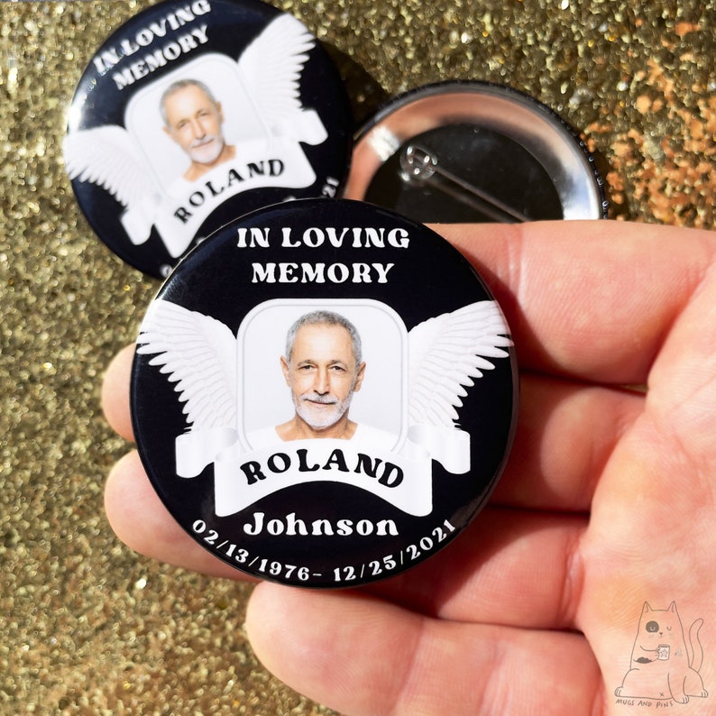 In Loving Memory Memorial Button Memory Pin Custom Photo - Etsy