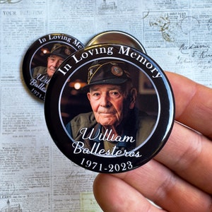 Personalized Memorial Funeral Button Pins - Forever in Our Hearts ...