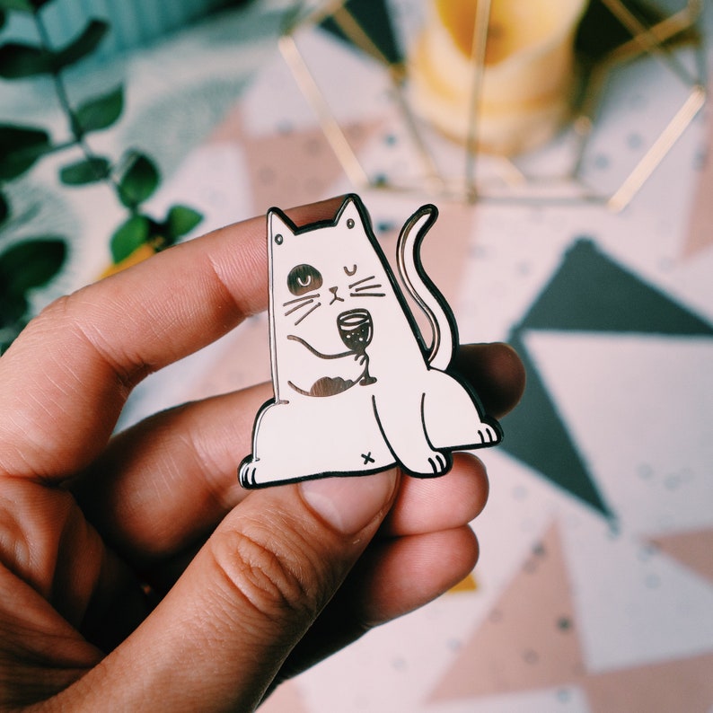 Cat Enamel Pin White Cat Enamel Pin Black Cat Enamel Pin - Etsy