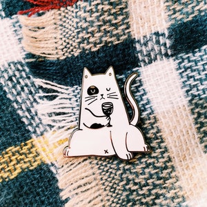Cat Enamel Pin, White Cat Enamel Pin, Black Cat Enamel Pin, Hard Enamel ...