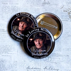 Personalized Memorial Funeral Button Pins - Forever in Our Hearts ...