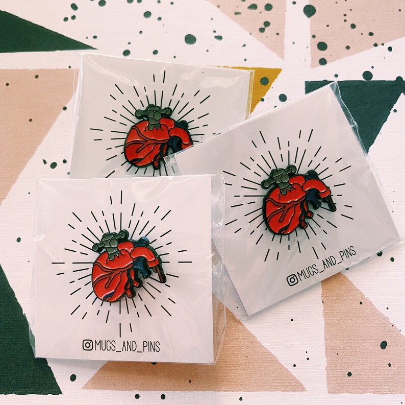 Heart enamel pin Anatomical heart enamel pin Enamel Pin | Etsy