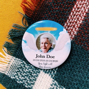 Memorial Button Pin, Memory Pin, Custom Photo Memorial Button Pins, Pin ...