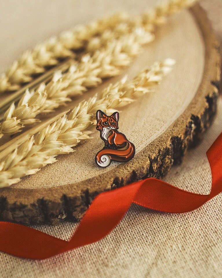 Foxy enamel pin fox pin badge Cute animal fox Pin fox | Etsy