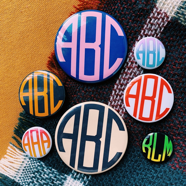Monogram Button Pin Bachelorette Pins Monogrammed Badge - Etsy