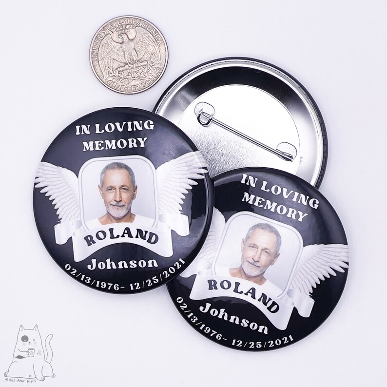 In Loving Memory Memorial Button Memory Pin Custom Photo - Etsy