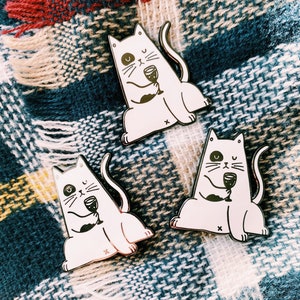 Cat Enamel Pin, White Cat Enamel Pin, Black Cat Enamel Pin, Hard Enamel ...